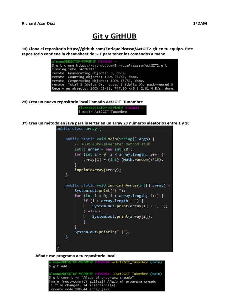 Git y GitHUB Richard | PDF | Ingeniería de software | Programación de computadoras