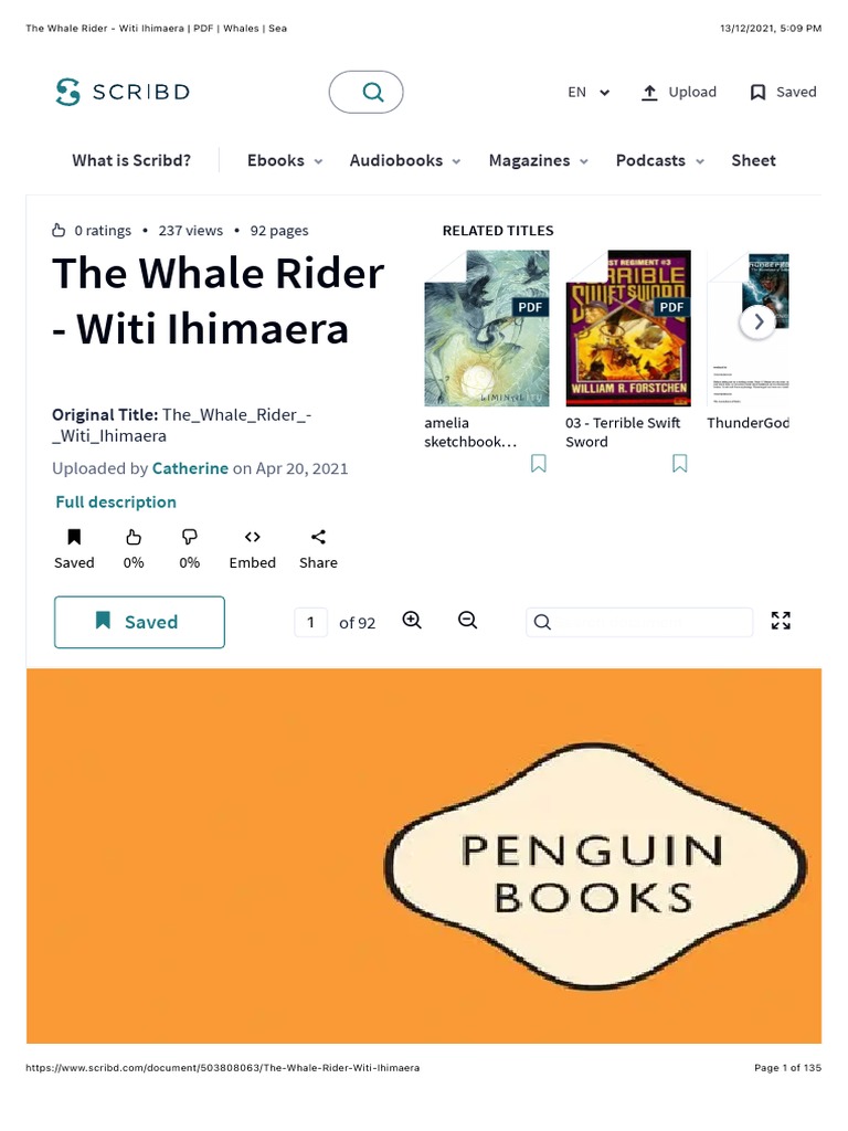 The Whale Rider - Witi Ihimaera - PDF - Whales - Sea | PDF | Publishing ...
