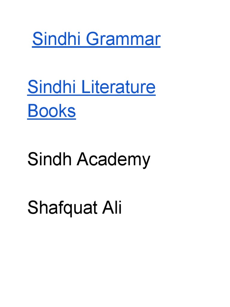 Sindhi Grammar Sindhi Literature Books | PDF | Sindh | Pakistan