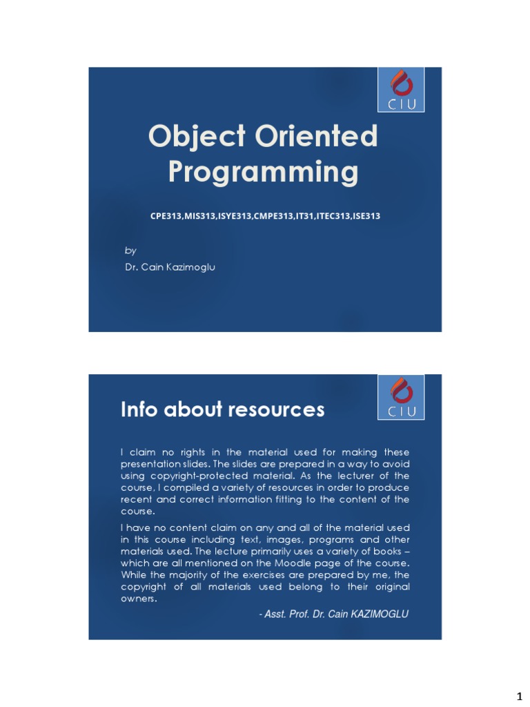 Object Oriented Programming: Info About Resources | PDF | Class (Computer Programming ...