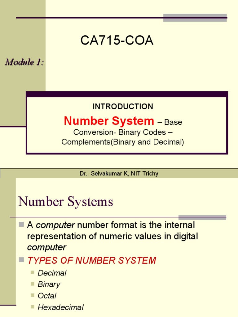 CA715-COA: Number System | PDF | Numbers | Theory Of Computation