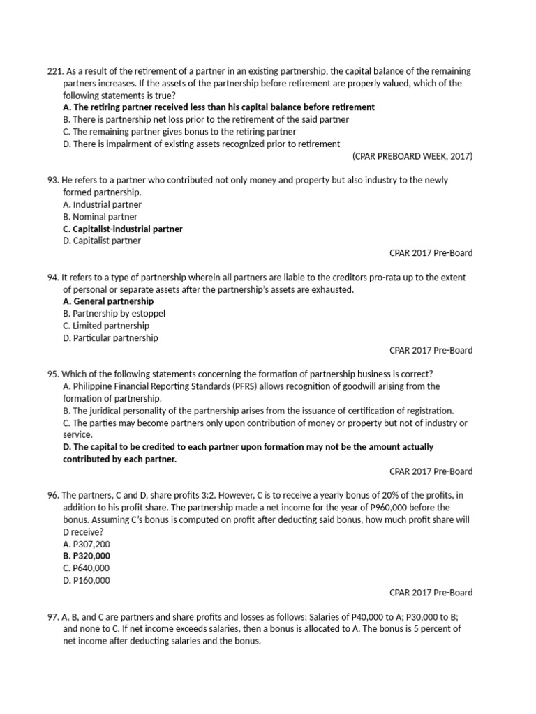 Part Draft 1 | PDF | Book Value | Partnership
