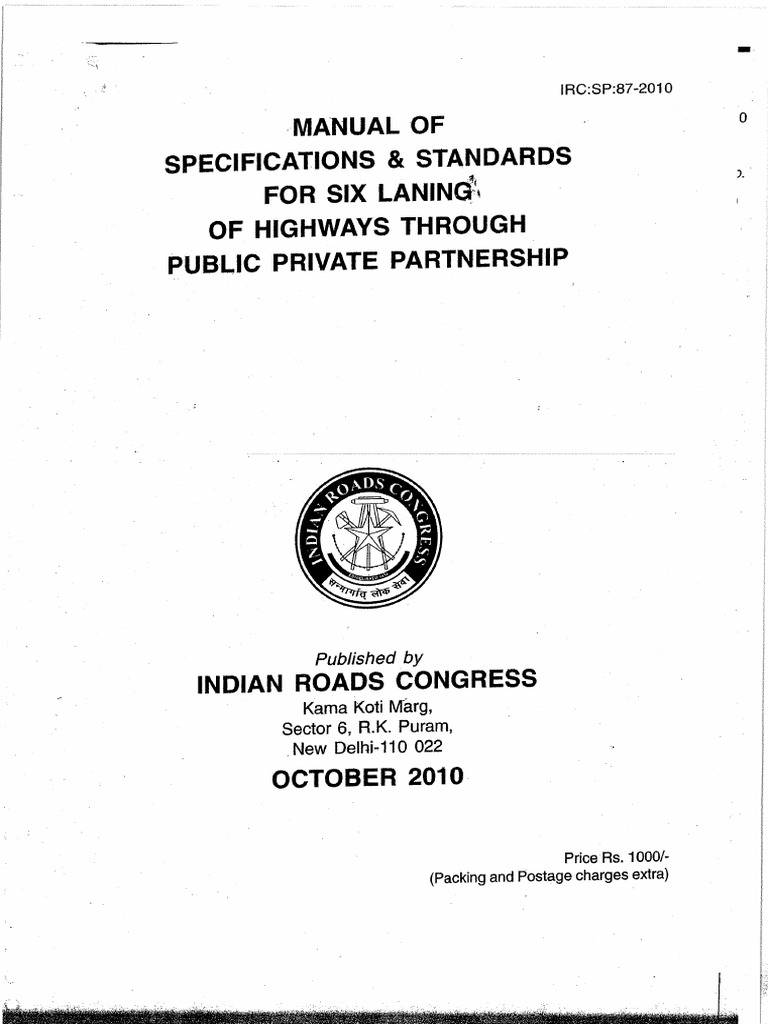 Manual of Specifications and Standards for Six Laning of Highways ...