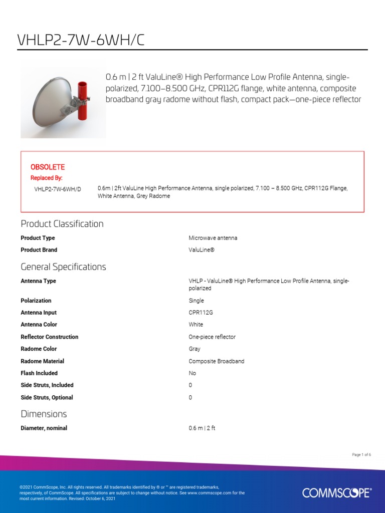 VHLP2-7W-6WH - C Product Specifications | PDF | Antenna (Radio ...