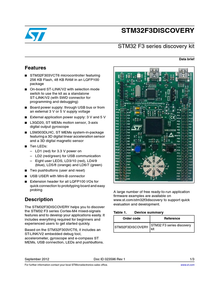 STM32 F3 Series Discovery Kit | PDF | Trademark | Computing