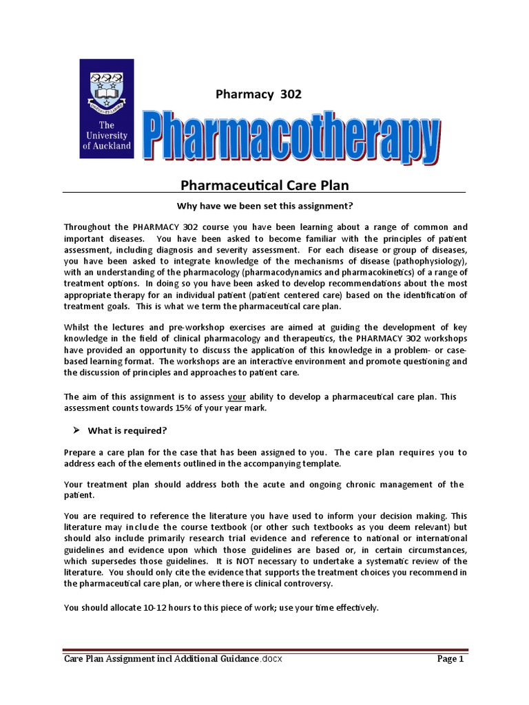 Pharmaceutical Care Plan: Pharmacy 302 | PDF | Therapy | Pharmacology