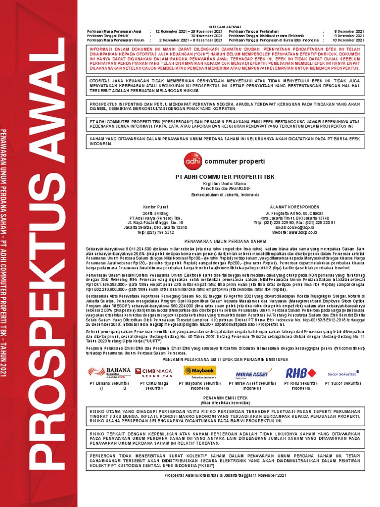 I - Prospektus Awal IPO ADCP | PDF