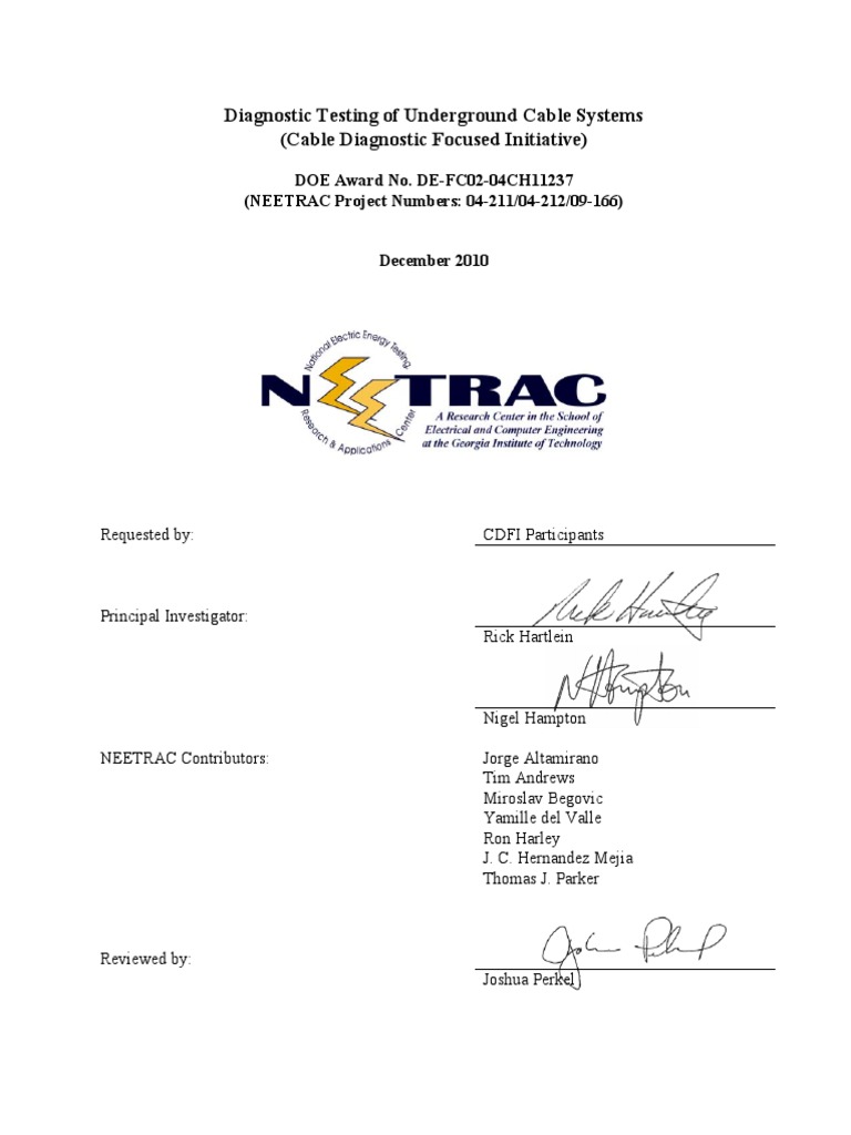 NEETRAC-Diagnostic Testing of Underground Cable Systems | PDF ...