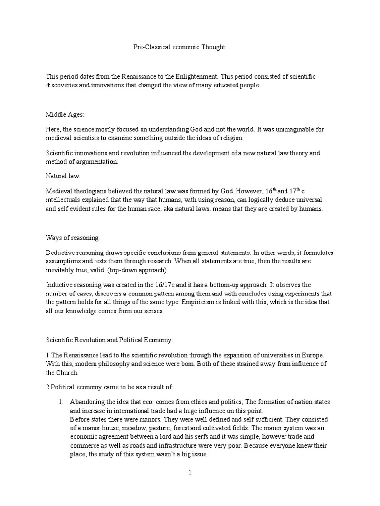 Pre-Classical Thought | PDF | Mercantilism | Science