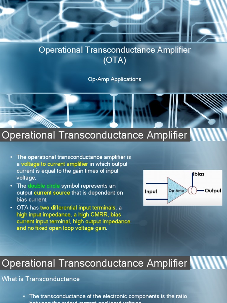 Operational Transconductance Amplifier (OTA) : Op-Amp Applications | PDF | Amplifier | Amplitude