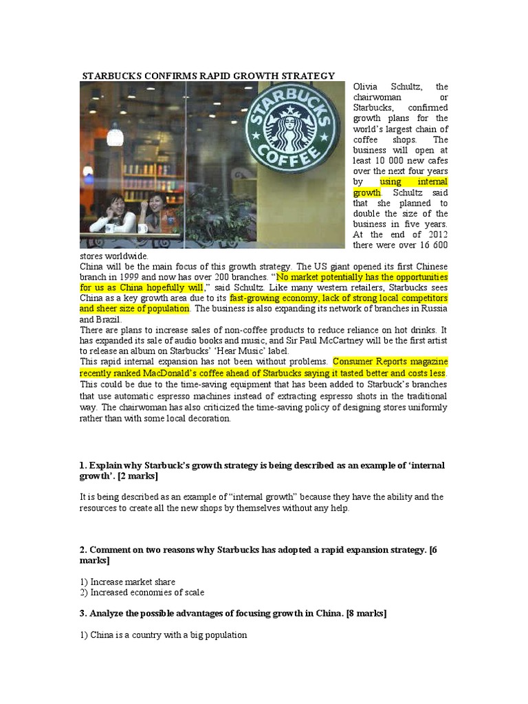 Starbucks Confirms Rapid Growth Strategy | PDF | Starbucks | Economies ...