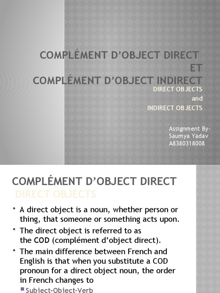 Uses of Cod and Coi Assignment | PDF | Language Mechanics | Linguistic ...