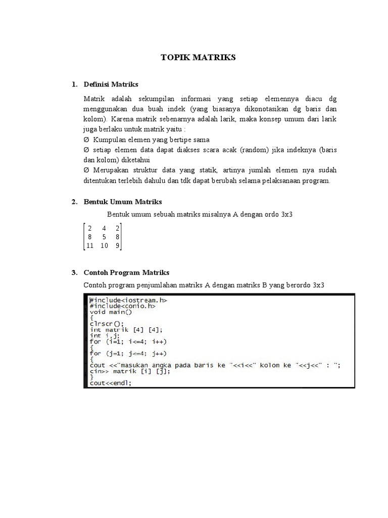Contoh MATRIKS | PDF | Metode & Bahan Ajar