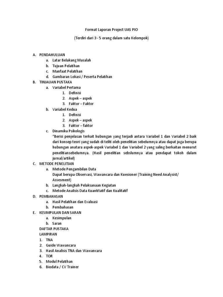 Format Laporan Project UAS PIO | PDF