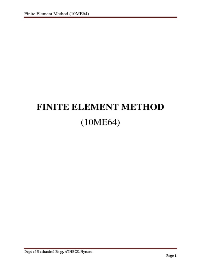 Finite Element Method (10ME64) | PDF | Engineering | Finite Element Method