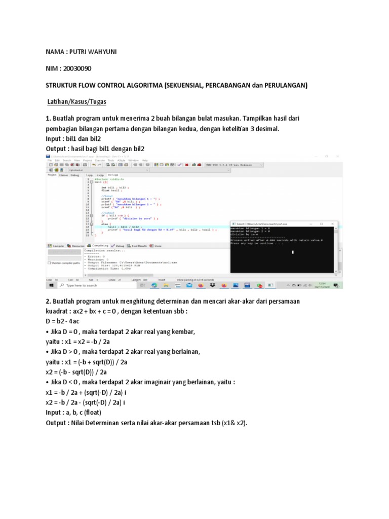 Tugas Pengantar Coding Putri Wahyuni 20030090 | PDF Tugas Pengantar Coding Putri Wahyuni 20030090 | PDF
