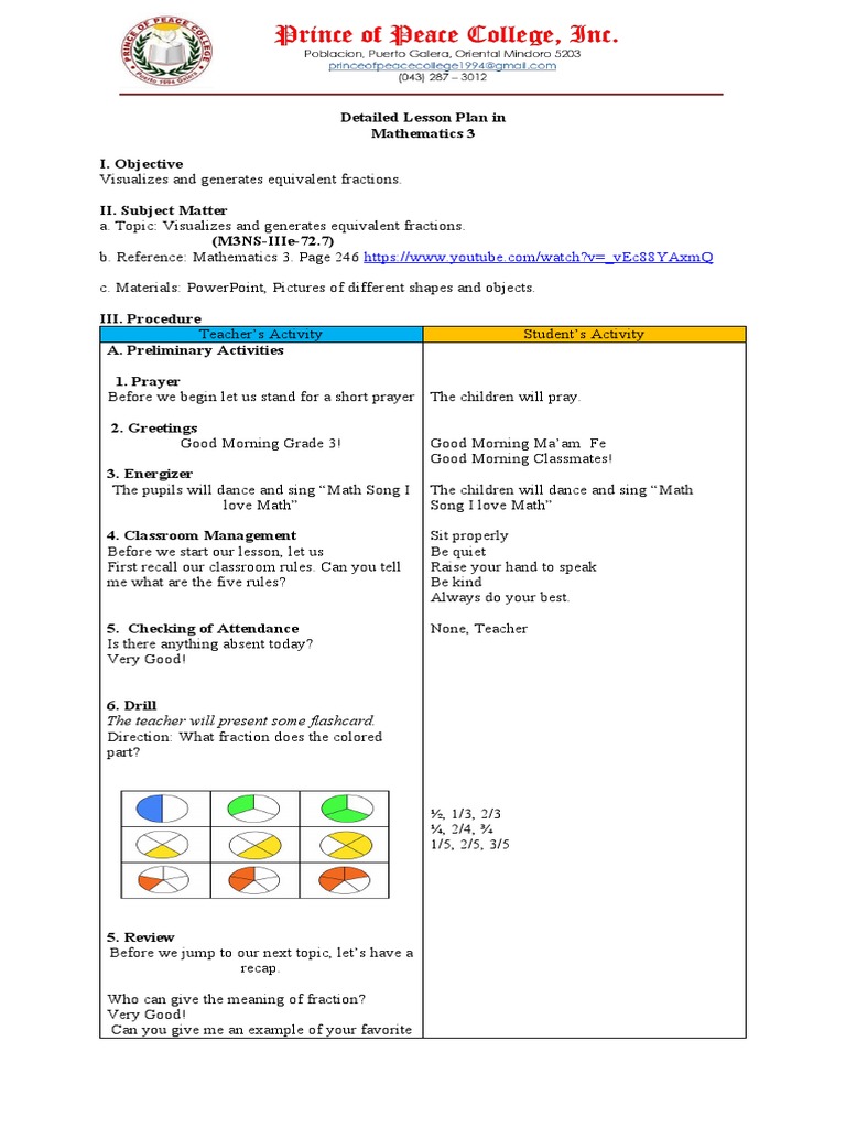 Detailed Lesson Plan in Math (Visualize) | PDF | Mathematics | Lesson Plan