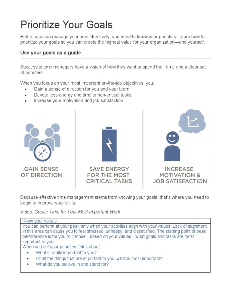 Prioritize Your Goals | PDF | Goal | Business
