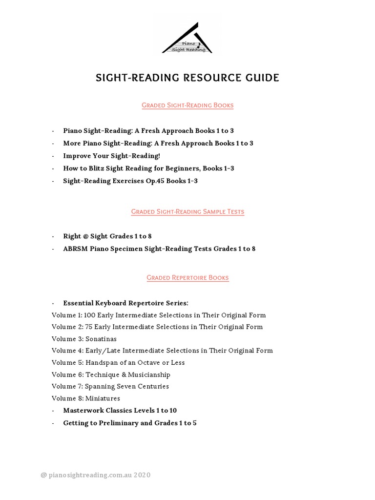 Sight-Reading Resource Guide for Piano | PDF | Language Arts & Discipline