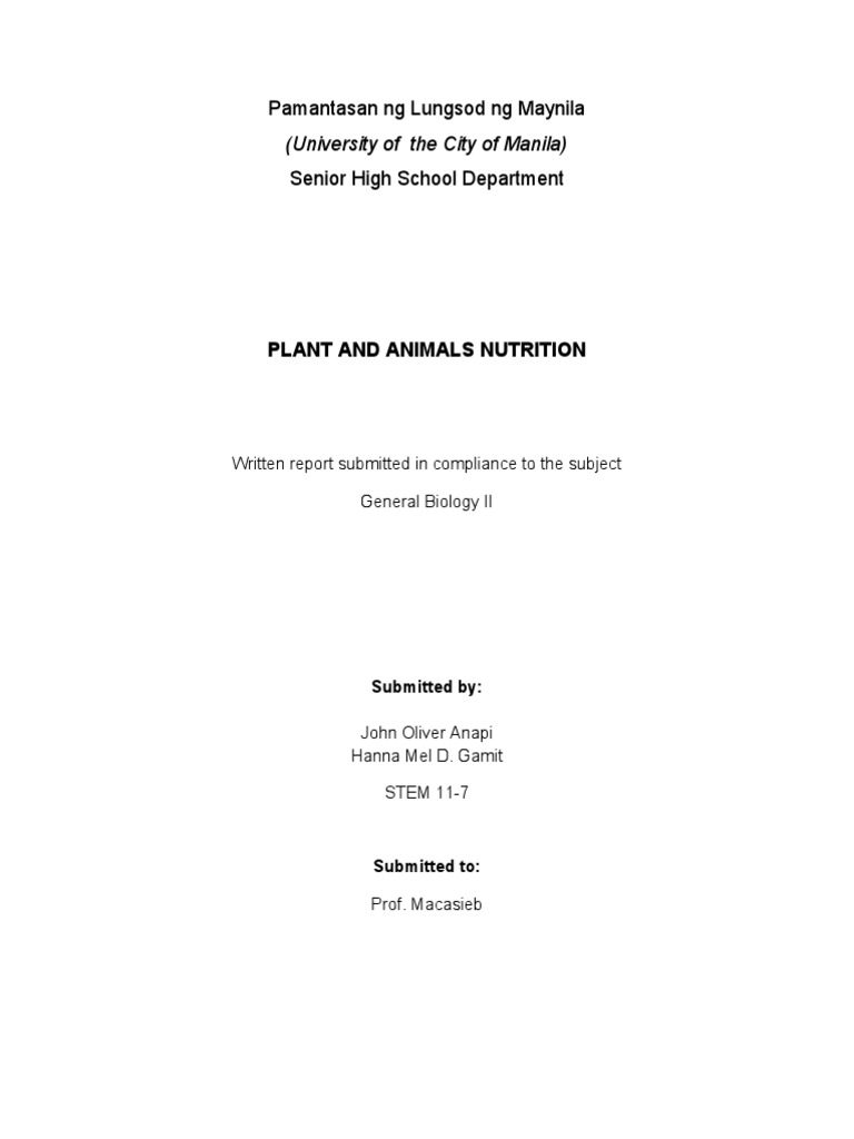 Plants and Animals Nutrition General Biology | PDF | Plants | Plant ...