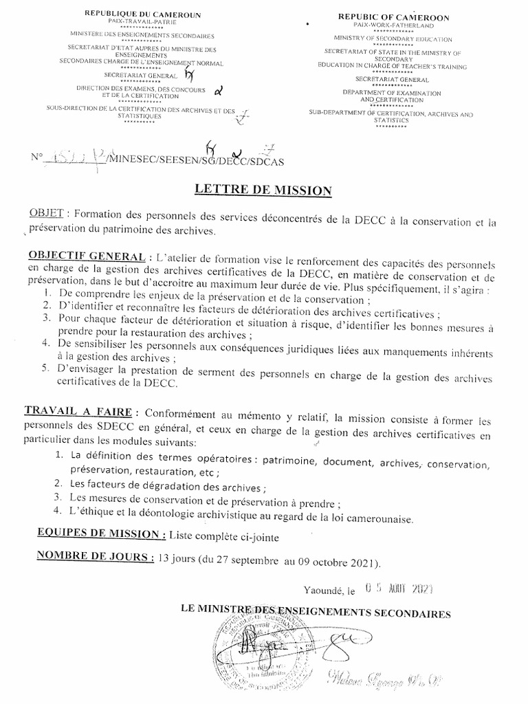 1 - Lettre de Mission | PDF