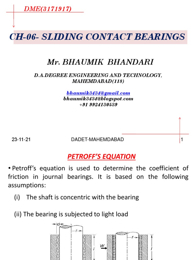 Sliding Contact Bearings - Dme | PDF | Bearing (Mechanical) | Fluid ...