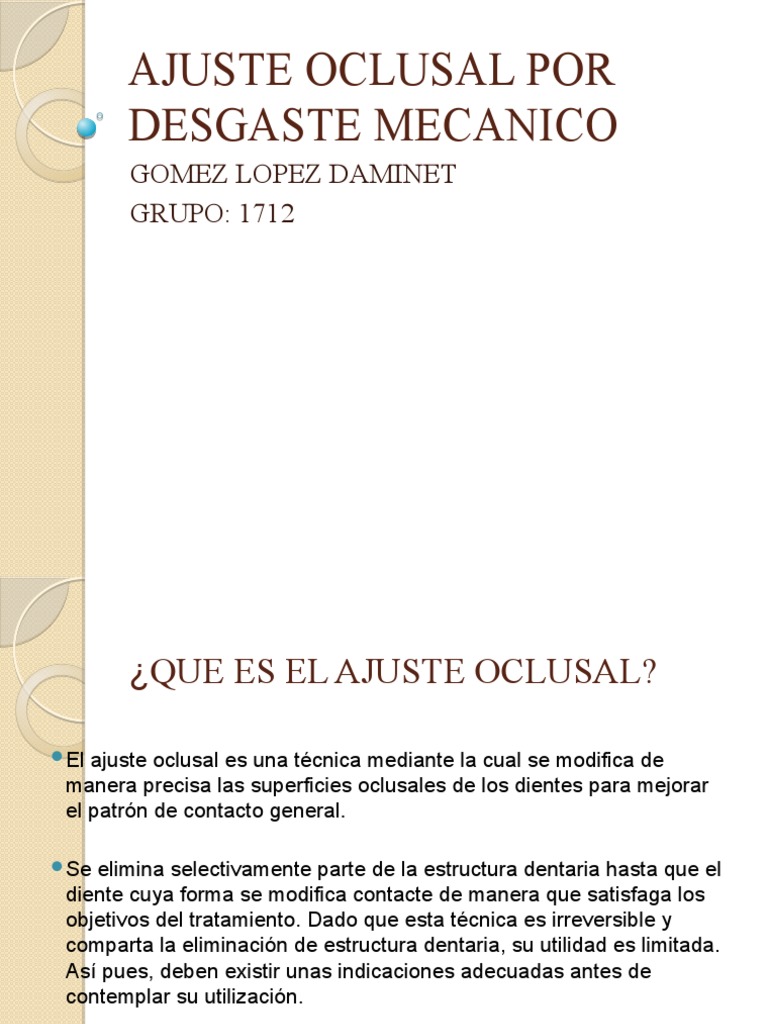 Ajuste Oclusal Por Desgaste Mecanico | PDF | Odontología | Ciencias de ...