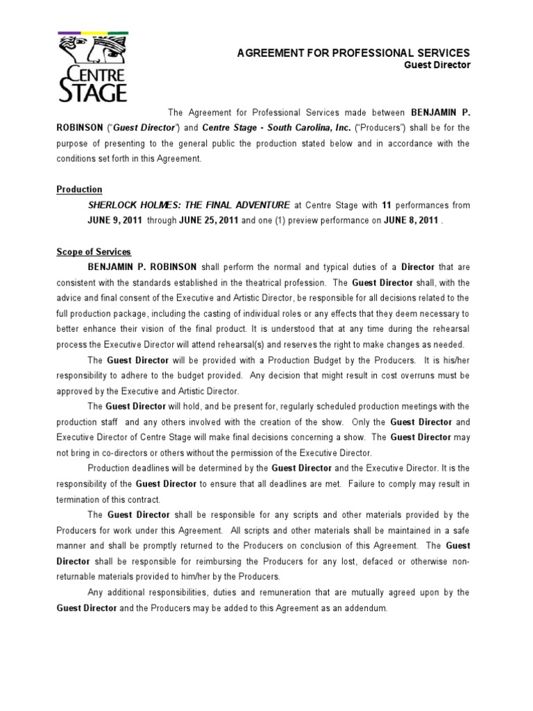 Guest Director Contract Generic | PDF | Insurance | Audition