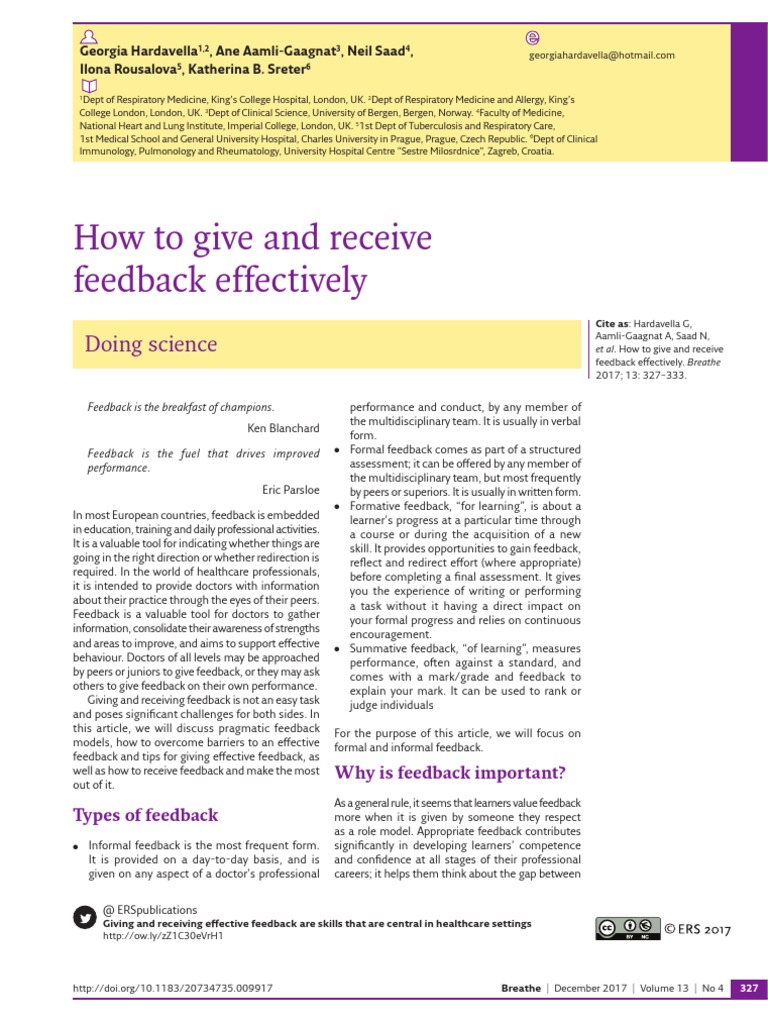 How To Give and Receive Feedback Effectively | PDF | Learning | Body ...