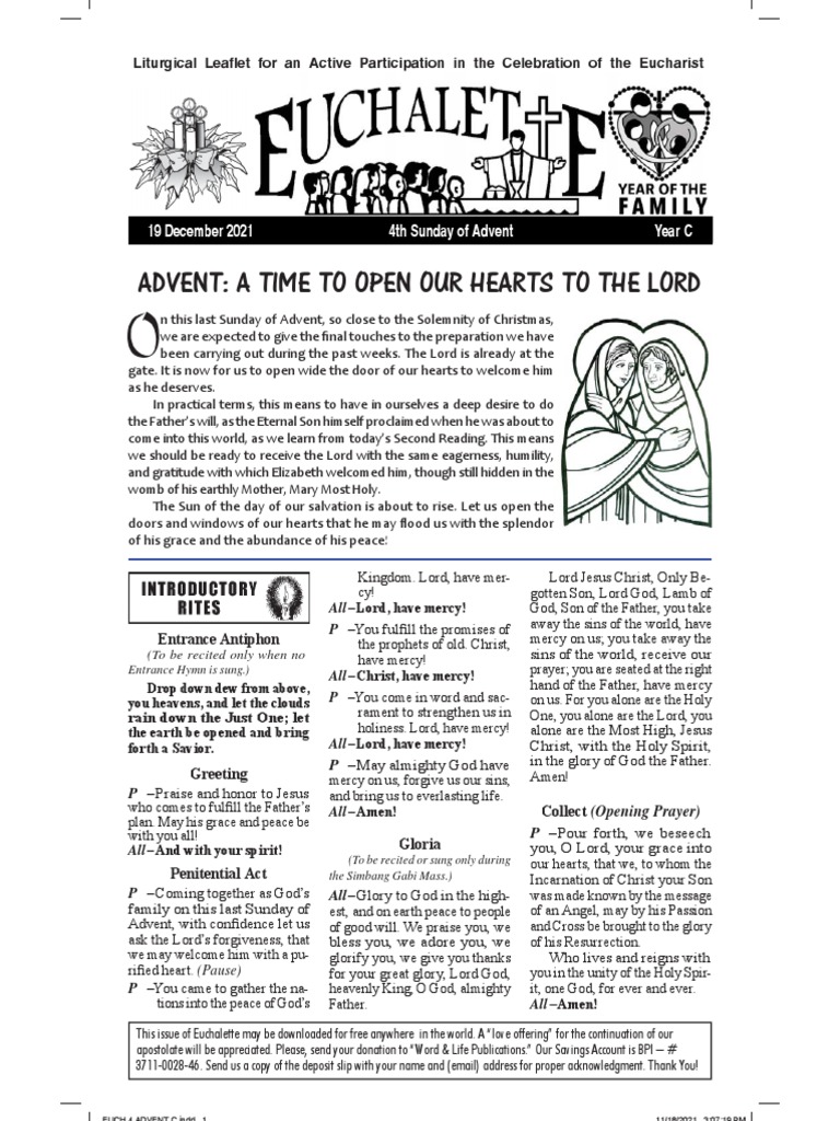 Preparing Our Hearts to Welcome Christ: An Advent Liturgical Leaflet on ...