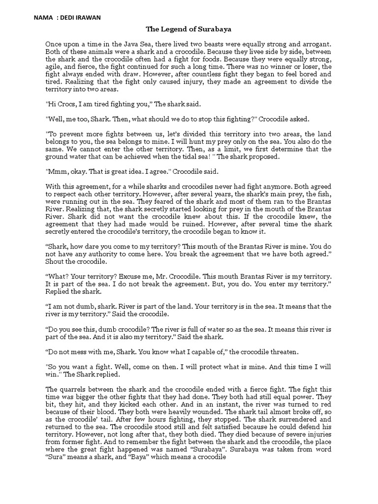 The Legend of Surabaya Nama: Dedi Irawan | PDF | Crocodilians | Animal Physiology