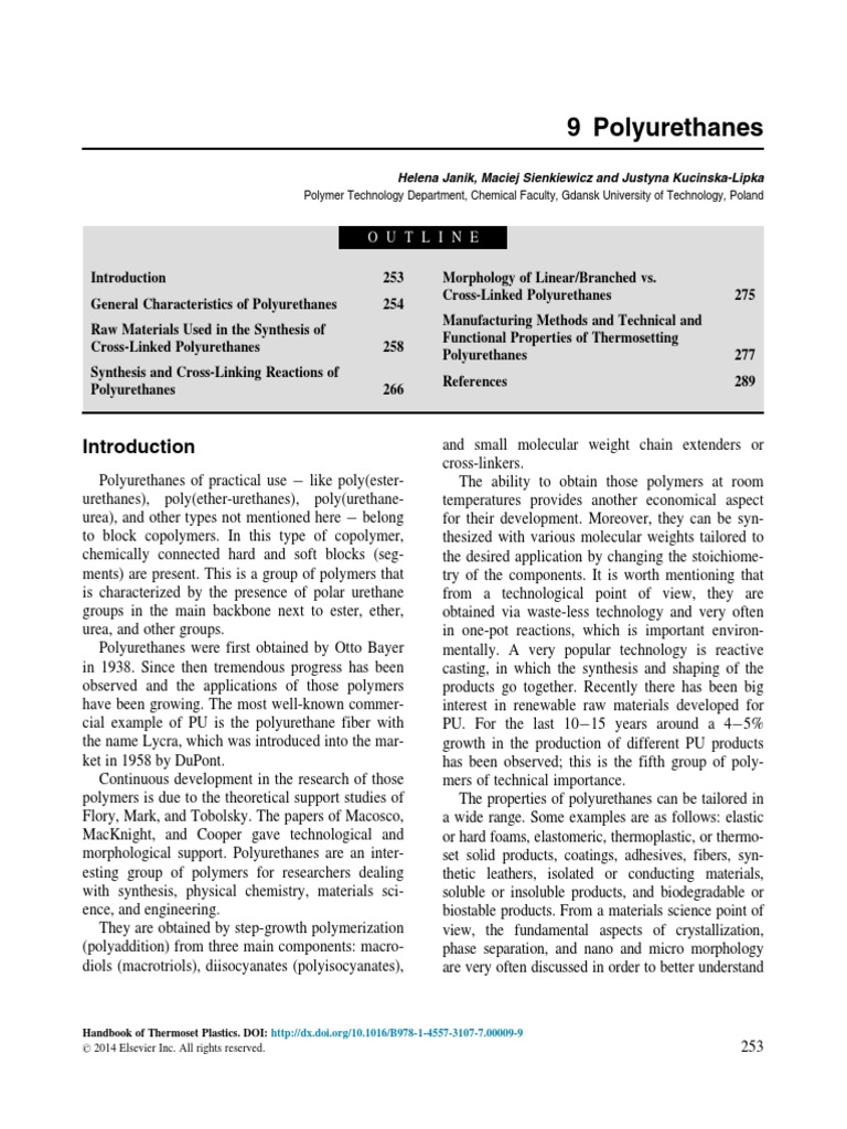 Chapter 9 Polyurethanes | PDF | Polyurethane | Chemistry