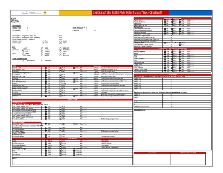 Form Checklist Genset | PDF
