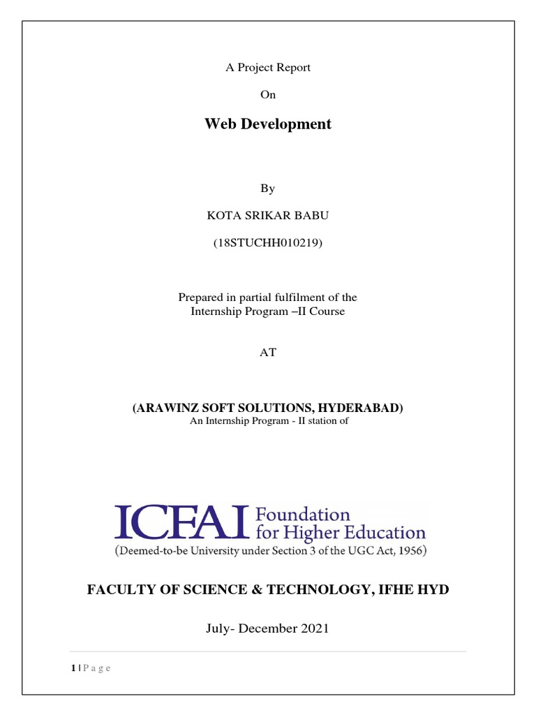 Arawinz Soft Report-1 | PDF | World Wide Web | Internet & Web