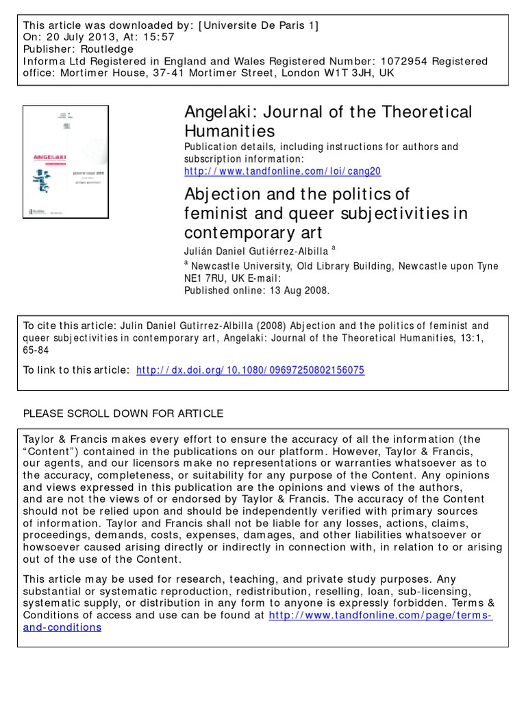 Angelaki: Journal of The Theoretical Humanities | PDF | Jacques Lacan ...