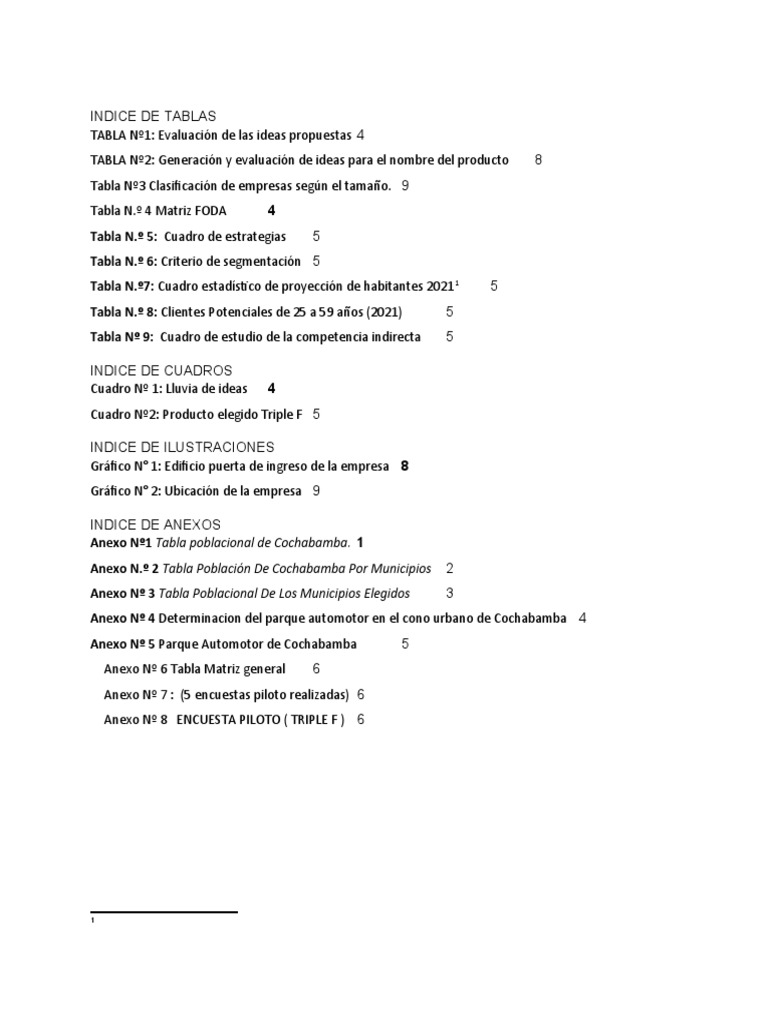 Indice de Tablas | PDF