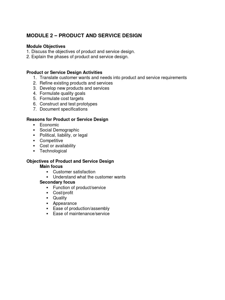 Module 2 - Product and Service Design | PDF | Reliability Engineering ...
