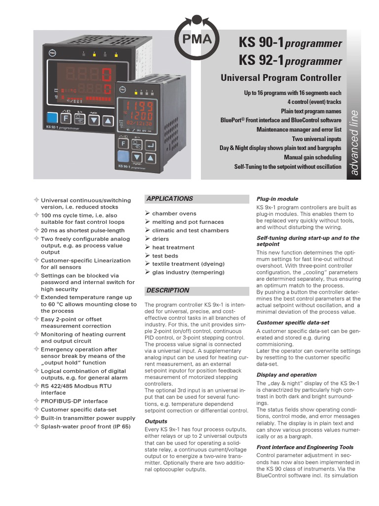KS 90-1 KS 92-1: Programmer Programmer | PDF | Relay | Thermocouple
