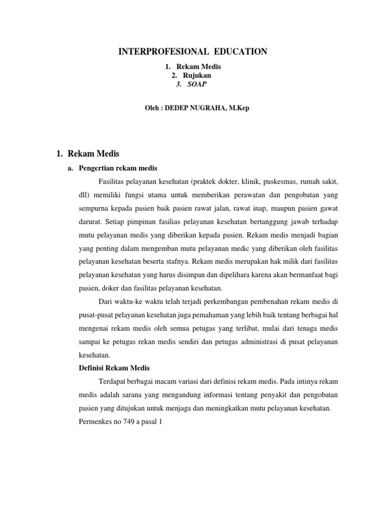 9 Rekam Medis, Rujukan, SOAP | PDF