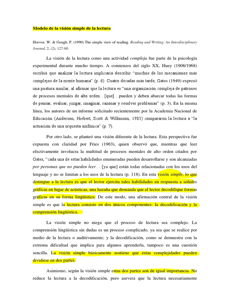 Hoover, W. Gough, P. (1990) The Simple View of Reading. | PDF ...