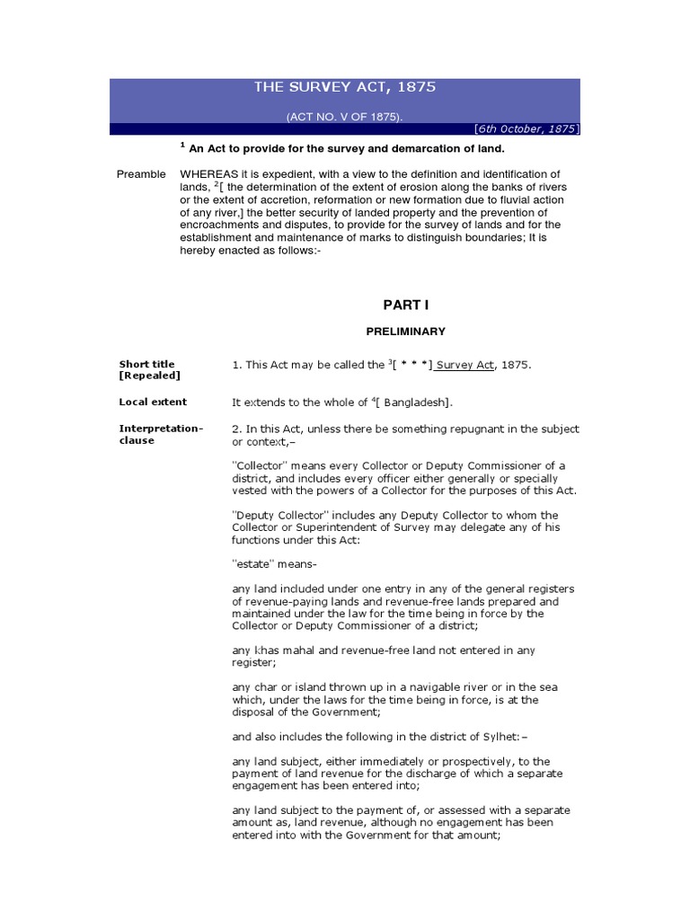 Survey Act 1875 | PDF | Apportionment | Justice