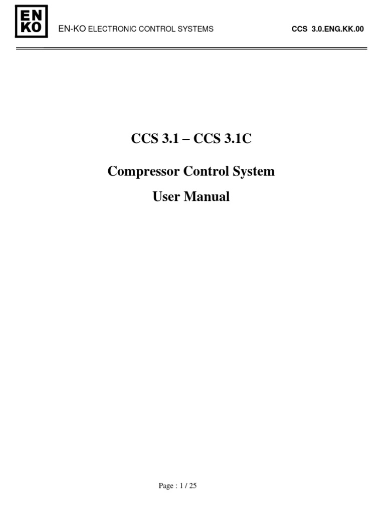 CCS 3.1 - CCS 3.1C Compressor Control System User Manual: En-Ko | PDF | Menu (Computing ...
