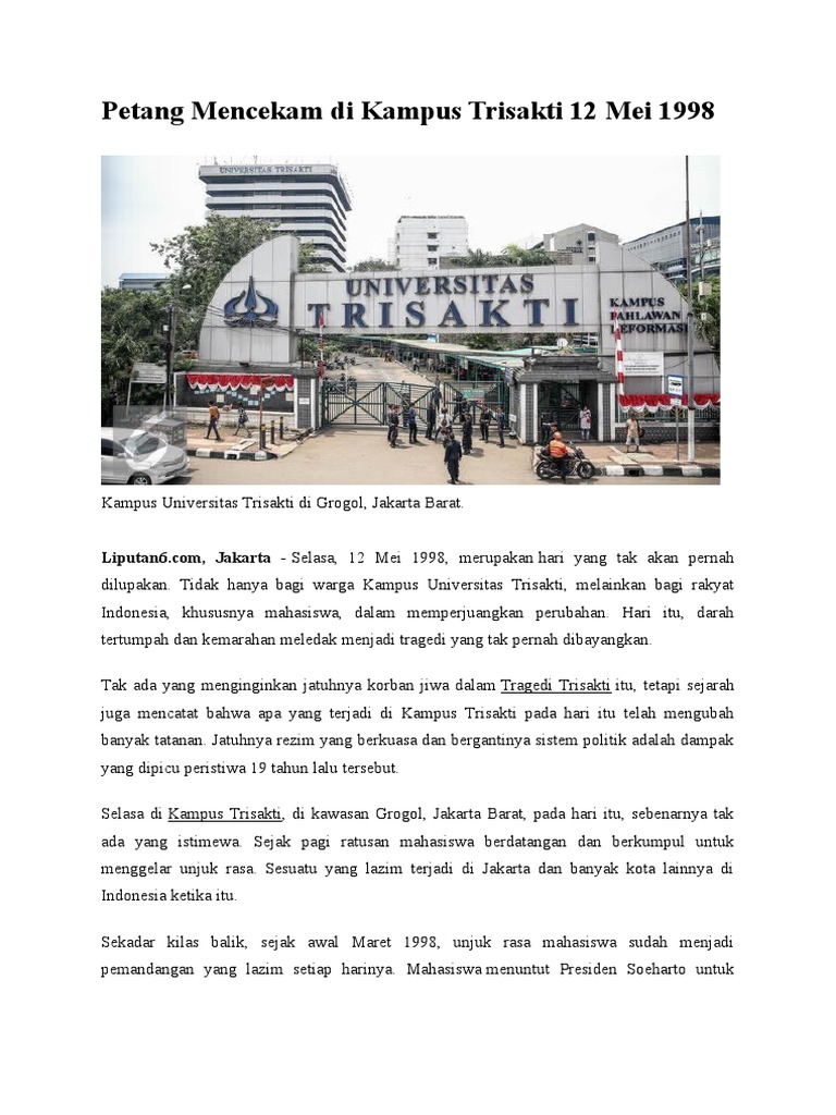 Tragedi Trisakti 12 Mei 1998 | PDF