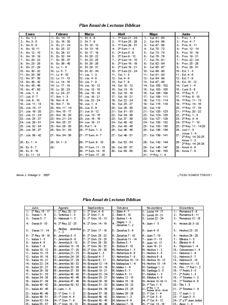 Plan Lectura de LA BIBLIA en UN AÑO | PDF | Biblia hebrea | 1st Millennium Bc Books