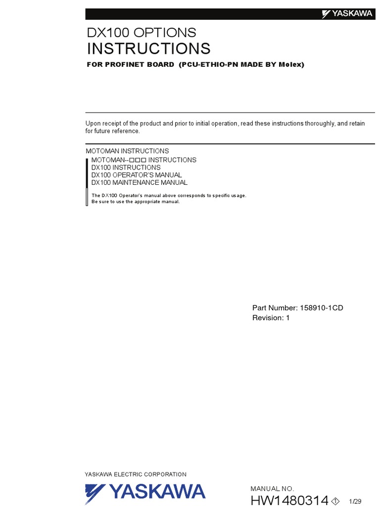 Instructions: Dx100 Options | PDF | Input/Output | Programmable Logic ...