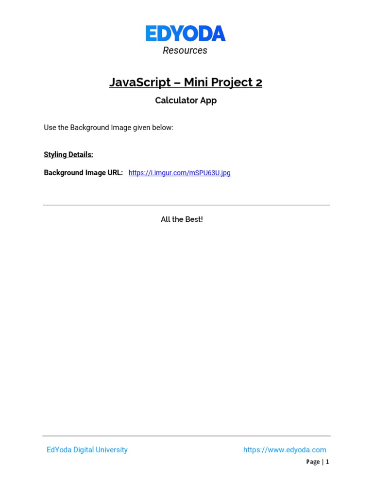 JavaScript - Mini Project 2 - Calculator App - Resources | PDF