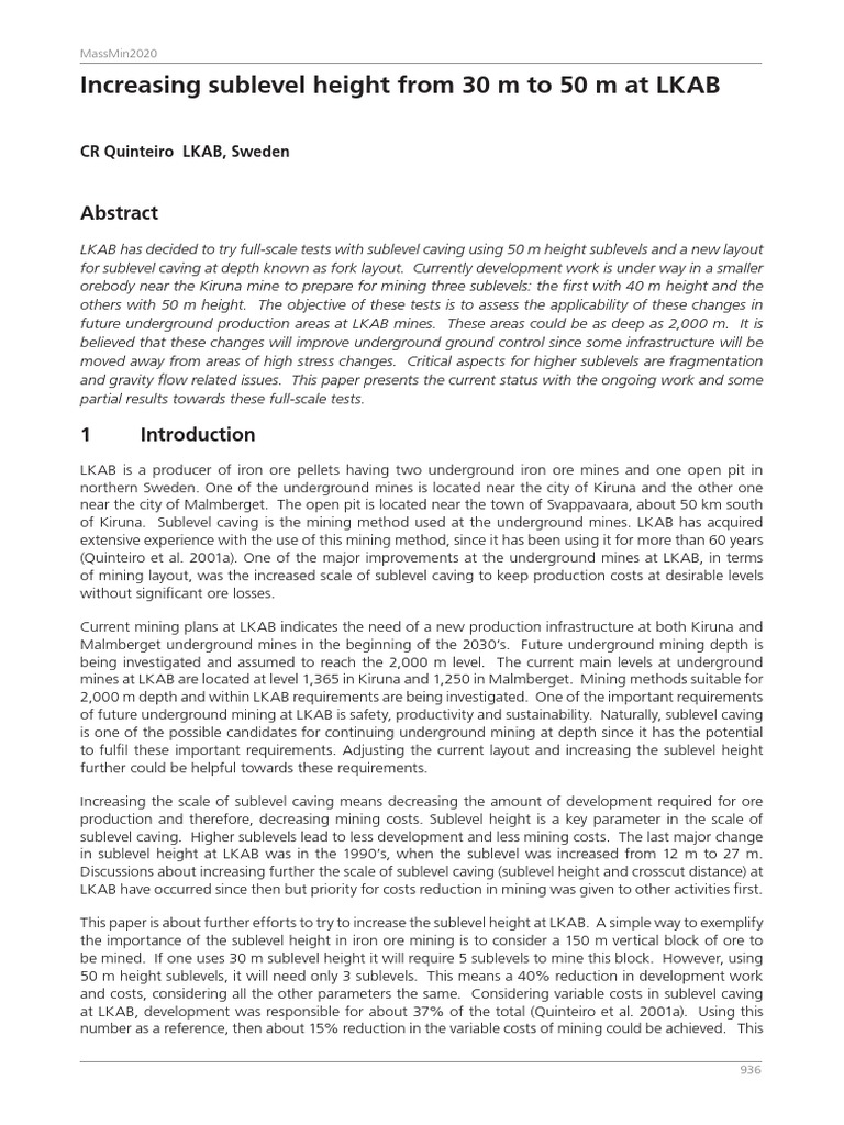 MassMin 2020 50m LKAB | PDF | Mining | Borehole