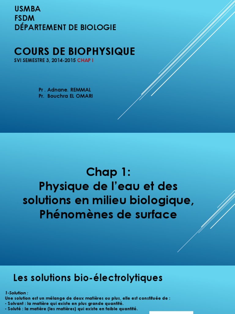 Biophysique Chapi | PDF | Ion | Polarité (chimie)