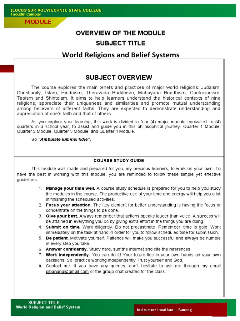 World Religions and Belief Systems Module | PDF | God | Baptism