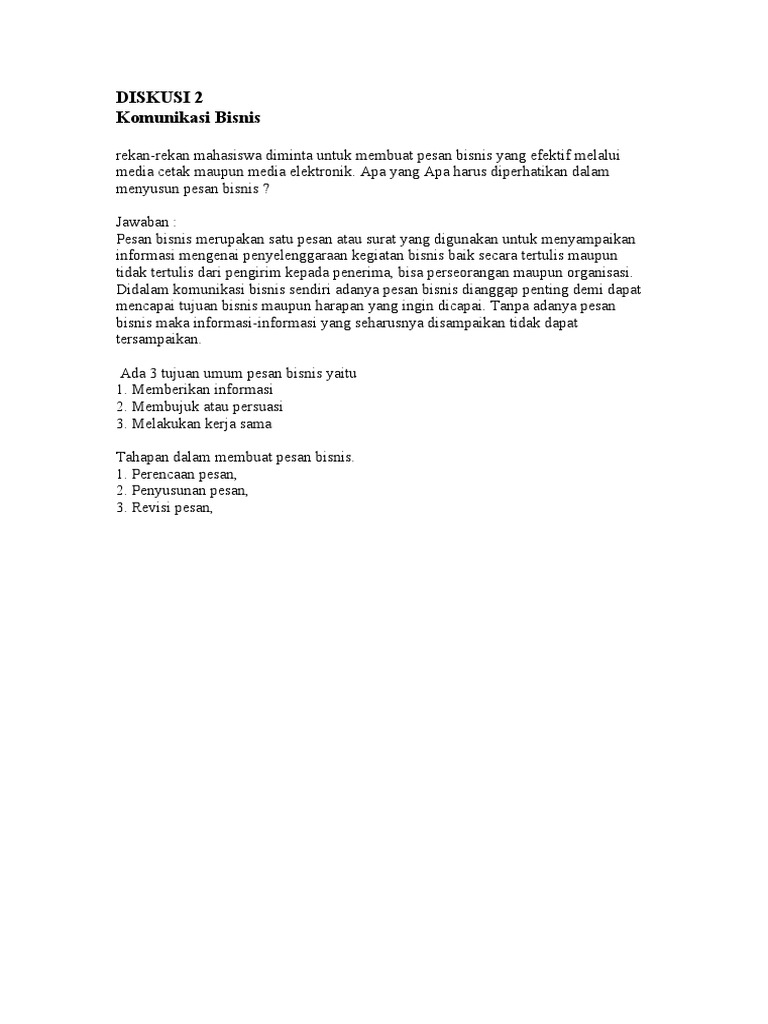 DISKUSI 2 Komunikasi Bisnis | PDF